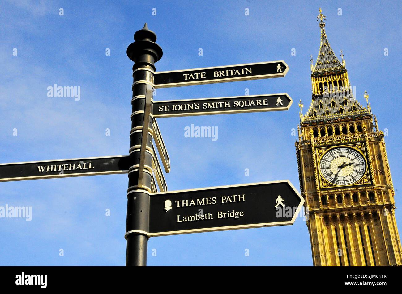 Big Ben/London signpost Stock Photo - Alamy