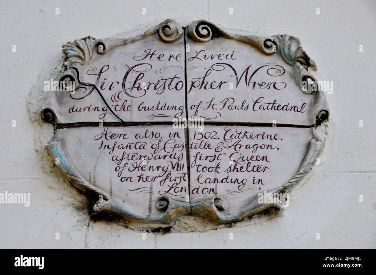 Sir Christopher Wren plaque Stock Photo - Alamy