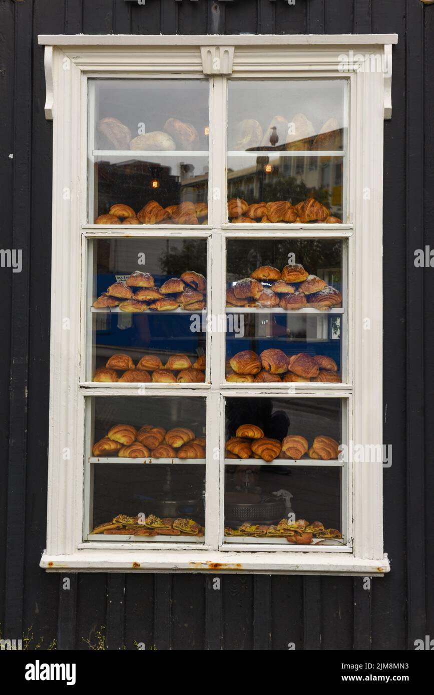 Window of a bakery at Reykjavik on Iceland Stock Photo - Alamy