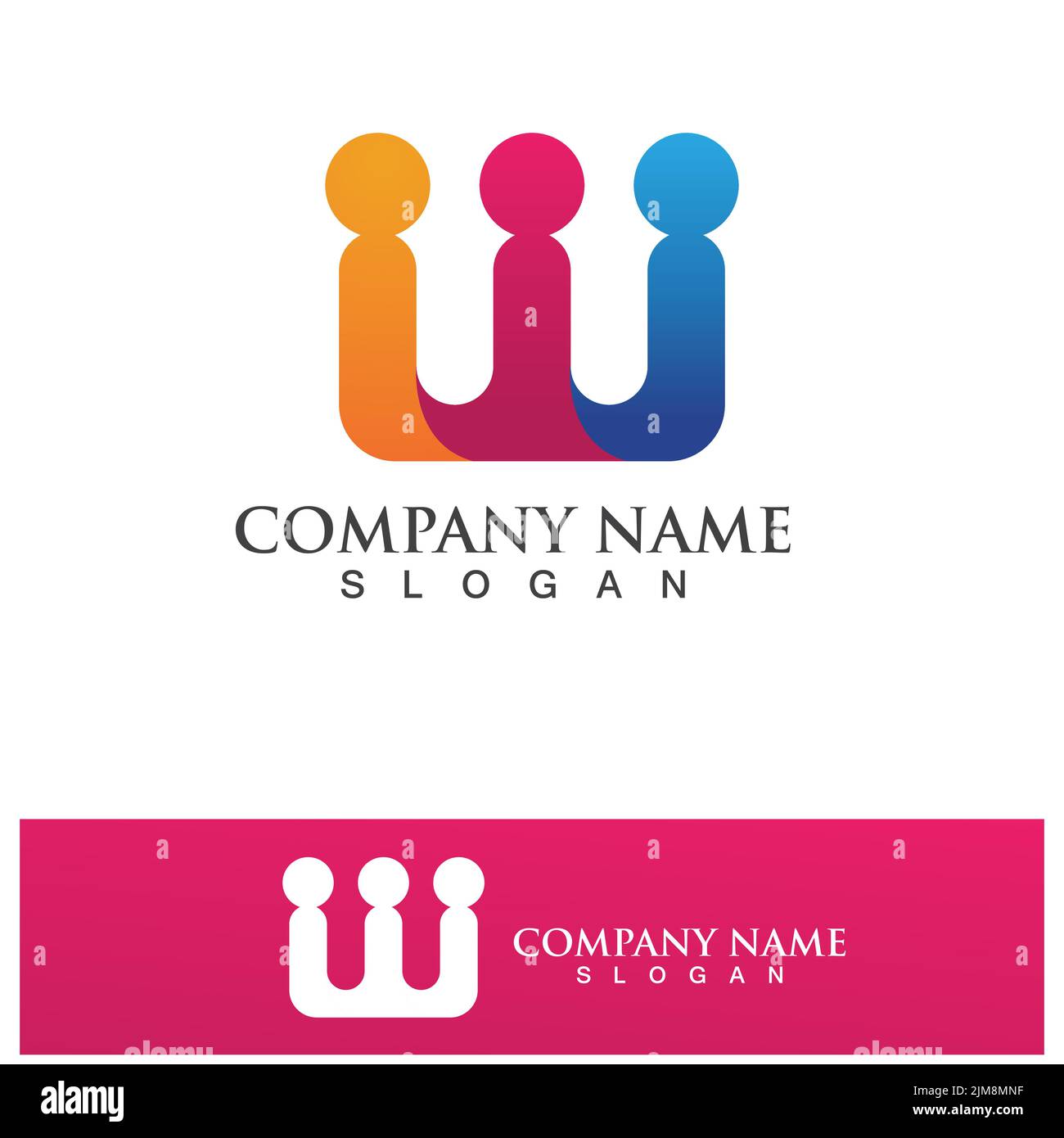 W Letter community poeple Logo Business Template Vector icon Stock ...