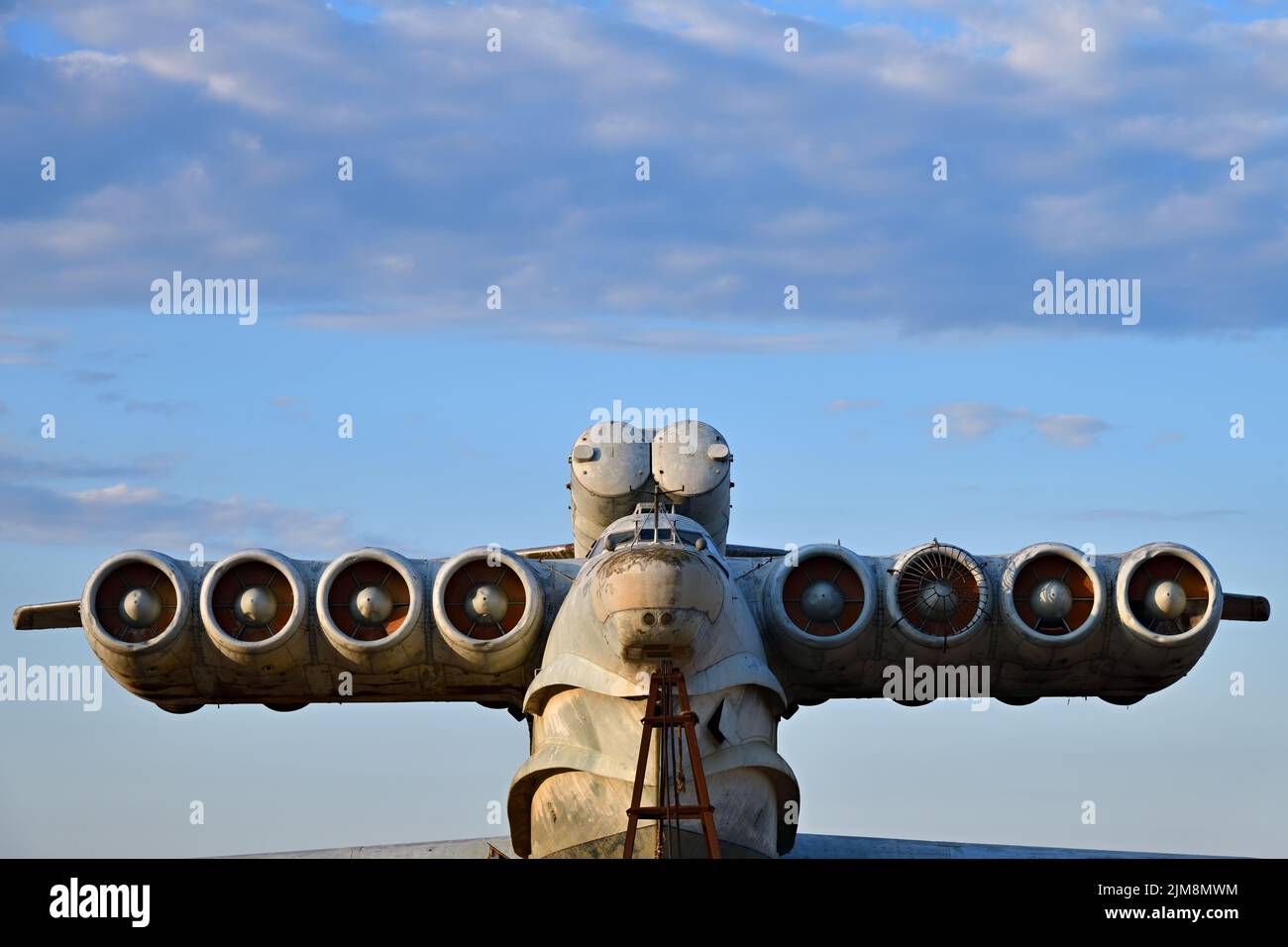 Detail of the abandoned Soviet Lun-class ekranoplan on the coast of the ...