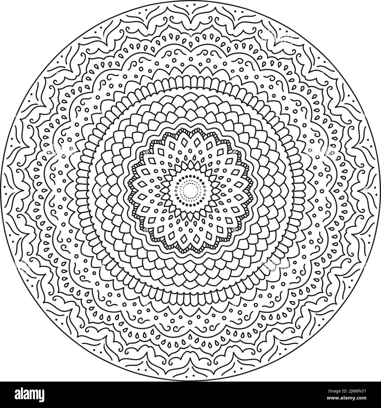 Round sunflower mandala ornament. Coloring book drawing Stock Vector ...