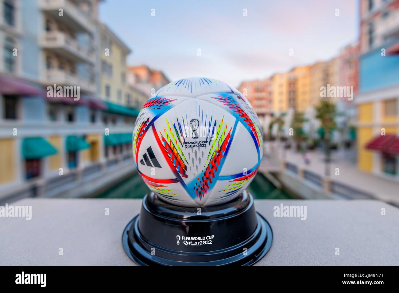 FIFA World Cup Qatar Match Ball in Pearl Qatar Back Ground Stock Photo ...