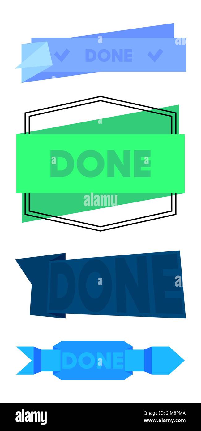 Set of ribbon with Done text with Checkmark. Banner template. Label ...