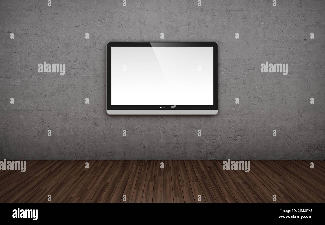 TV screen on wall Stock Photo - Alamy
