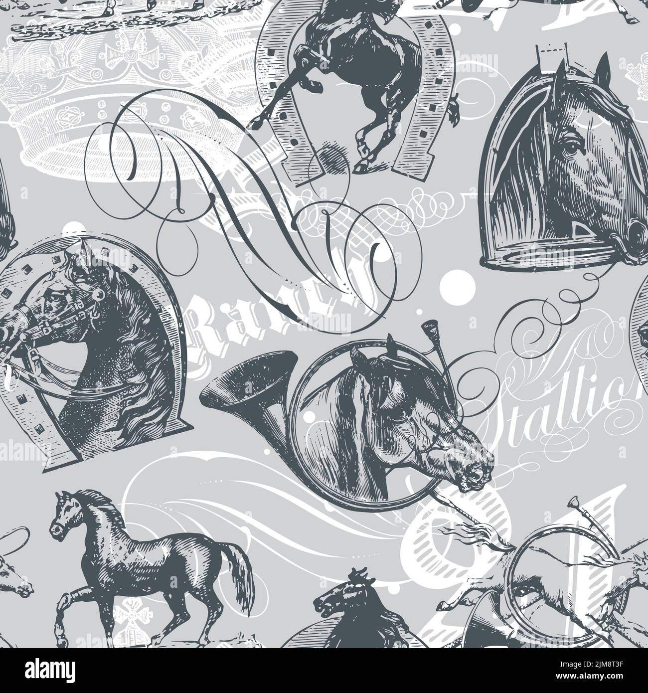 Horses Seamless Pattern Stock Photo - Alamy