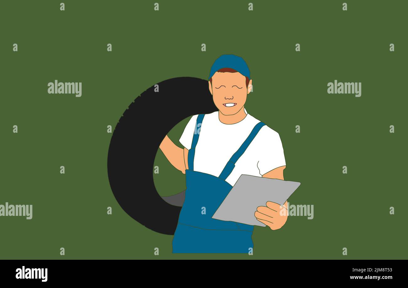 Car Mechanic Working In Auto Repair Service. Vector illustration Stock ...