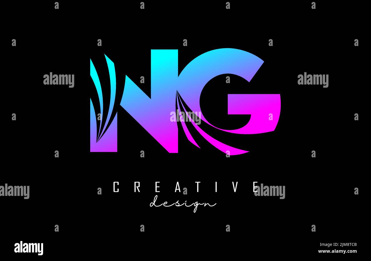 Creative colorful letter NG n g logo with leading lines and road ...