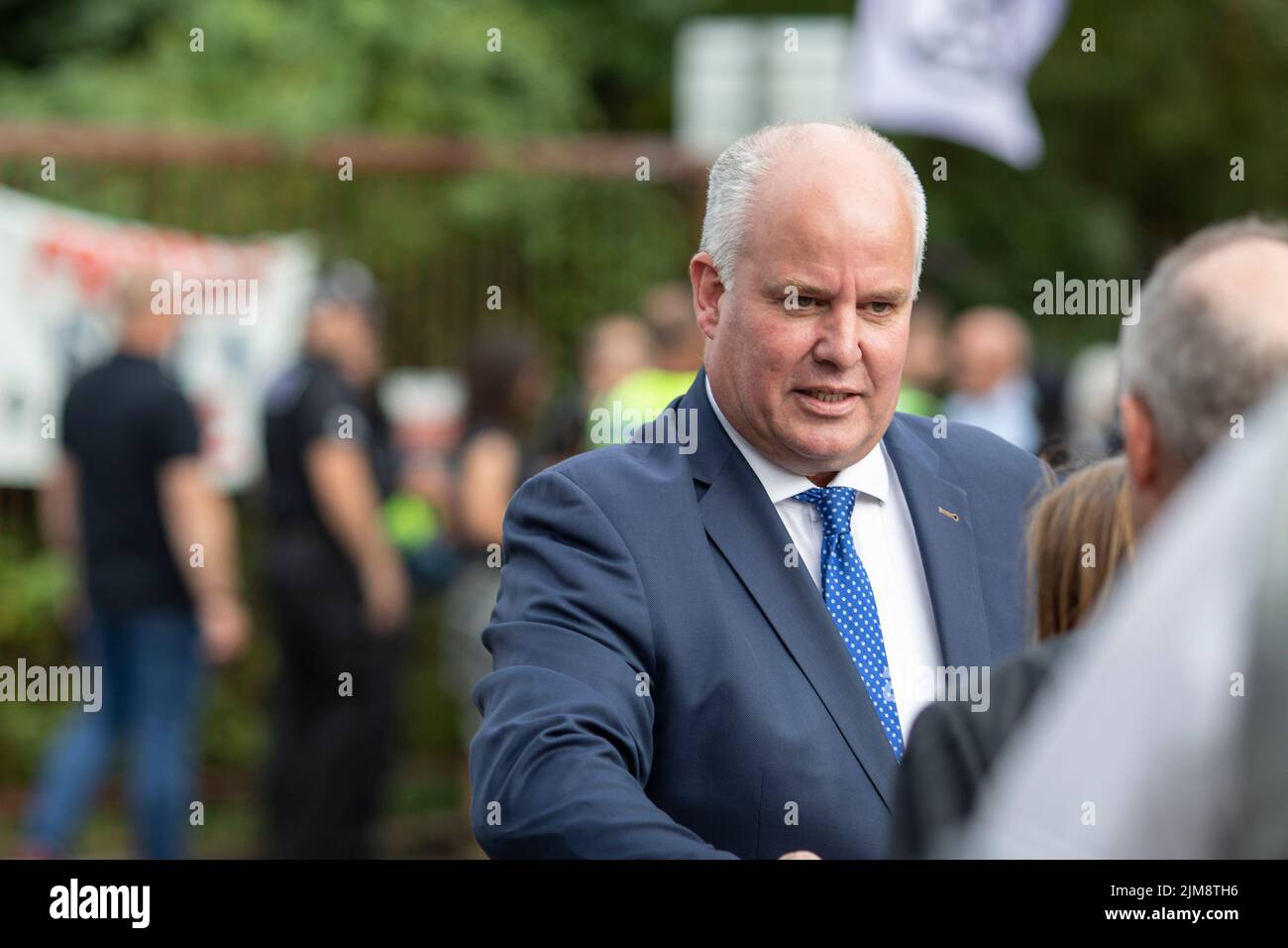 Leader of the Welsh conservatives Andrew RT Davies greets party members ...