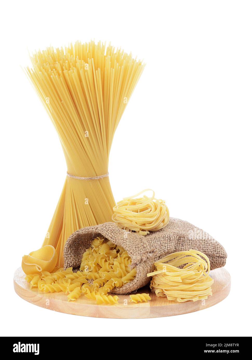 Uncooked pasta spaghetti macaroni isolated on white background Stock ...