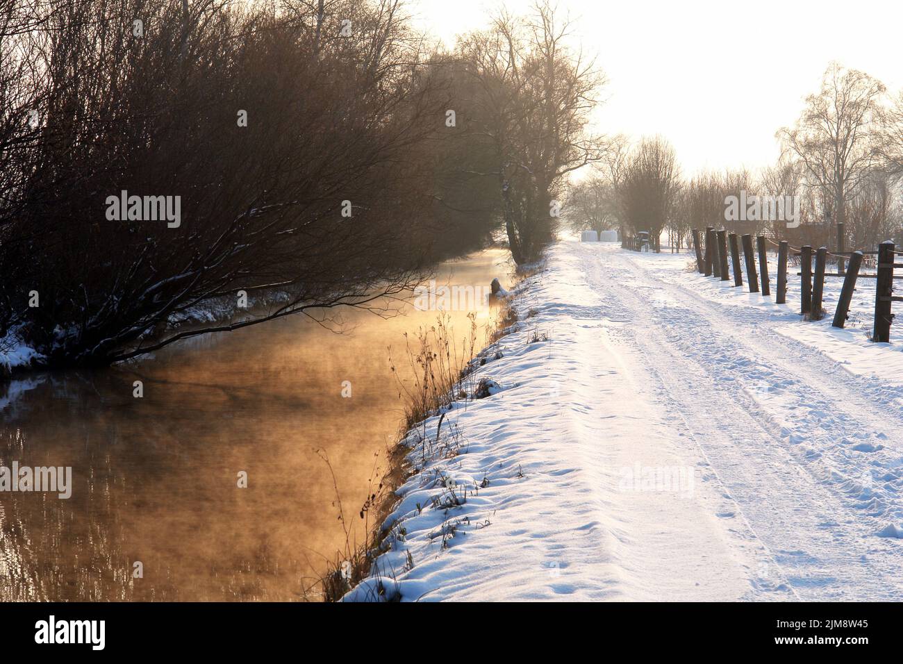 Winter evening by the stream Stock Photo - Alamy