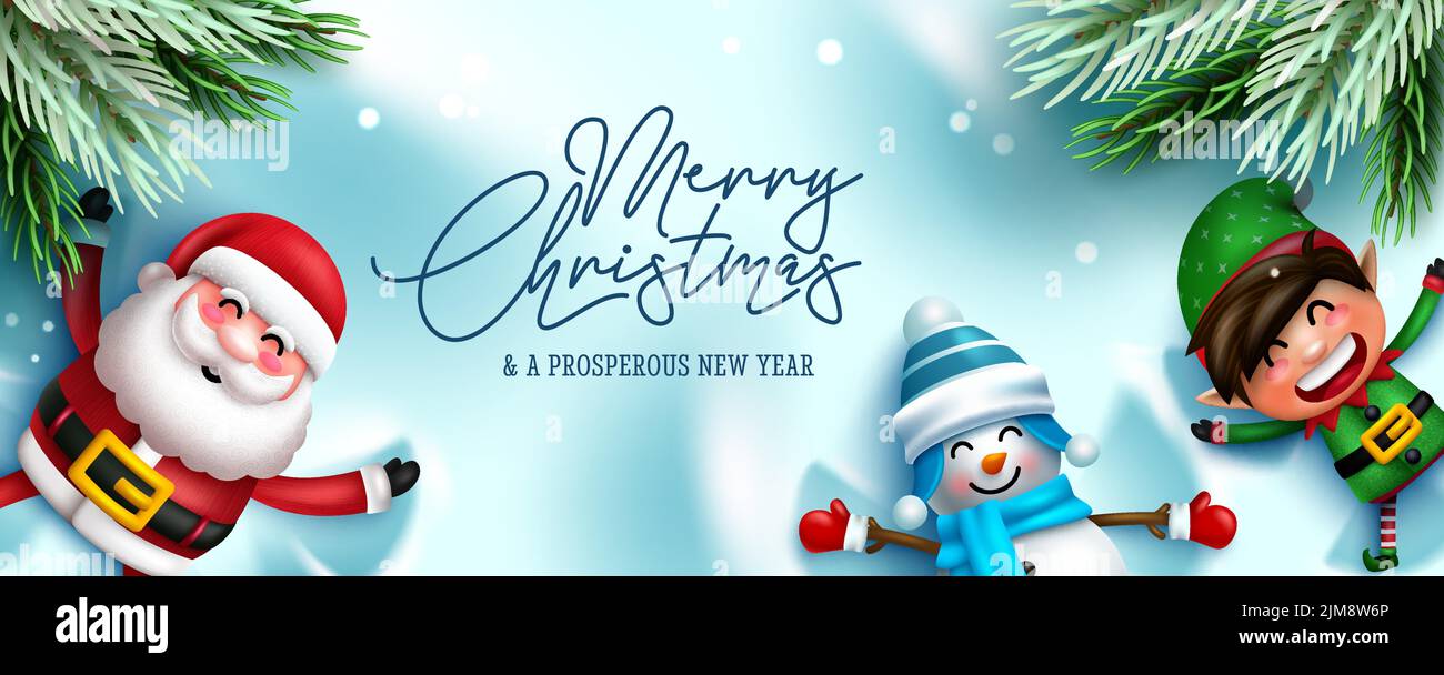 Christmas character greeting vector design. Merry christmas text with ...