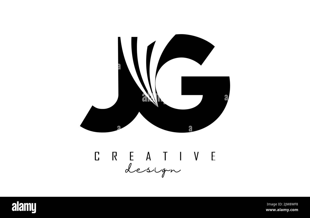 Creative black letter JG J g logo with leading lines and road concept ...