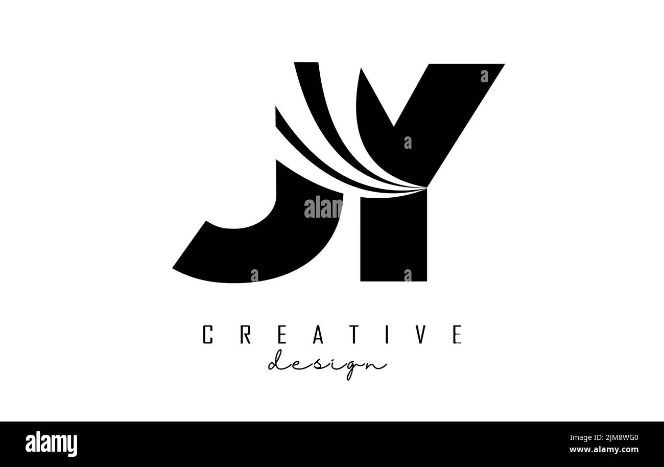 Creative black letter JY J y logo with leading lines and road concept ...
