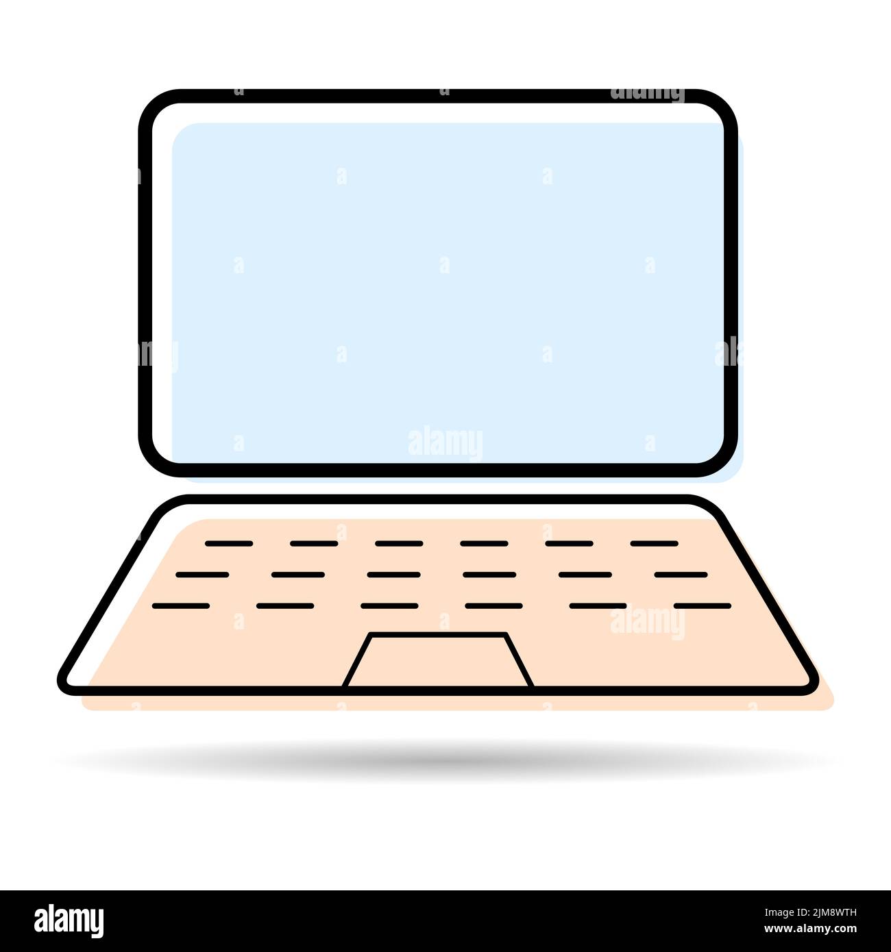 Laptop flat web icon shadow, notebook computer technology symbol ...