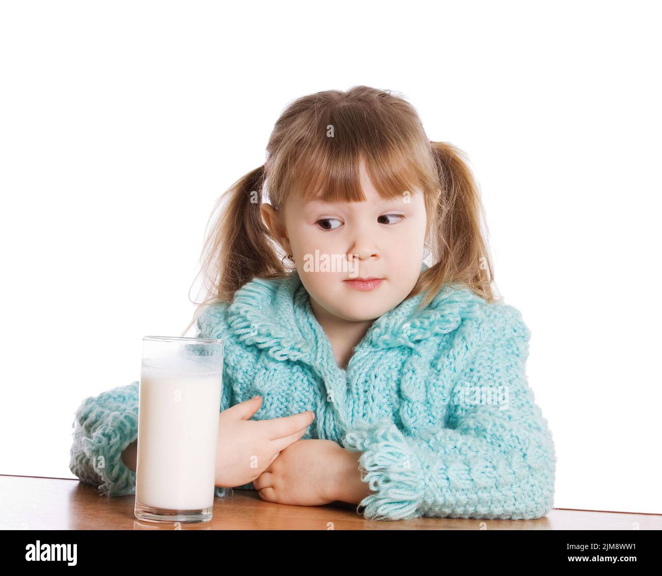 The little girl with a milk glass Stock Photo - Alamy