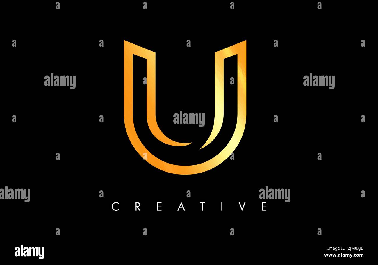 U Letter Logo Monogram with Gold Golden Lines and Minimalist Design ...