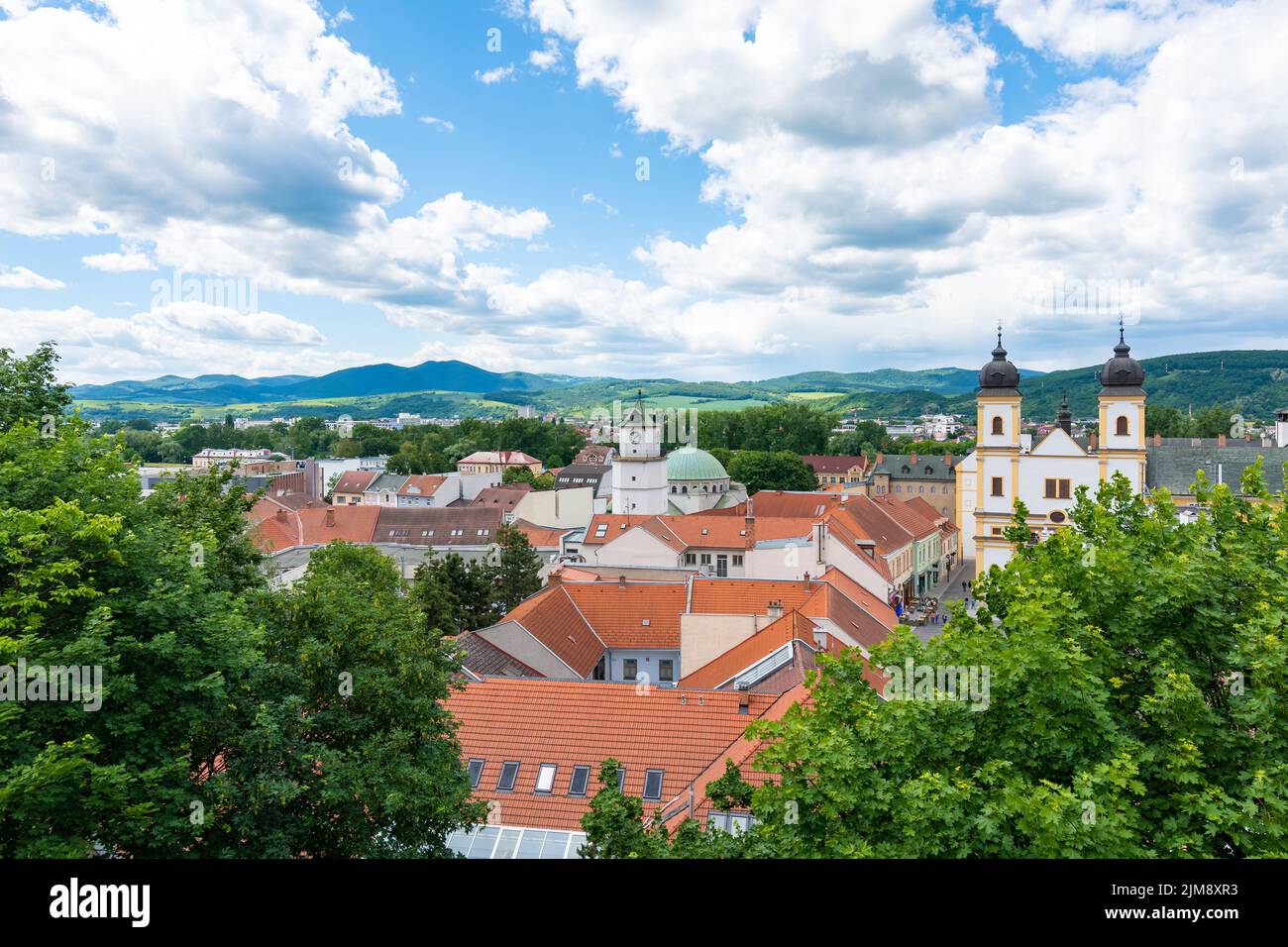 View of city Trencin, Slovakia. Beautiful town square with panoramic ...
