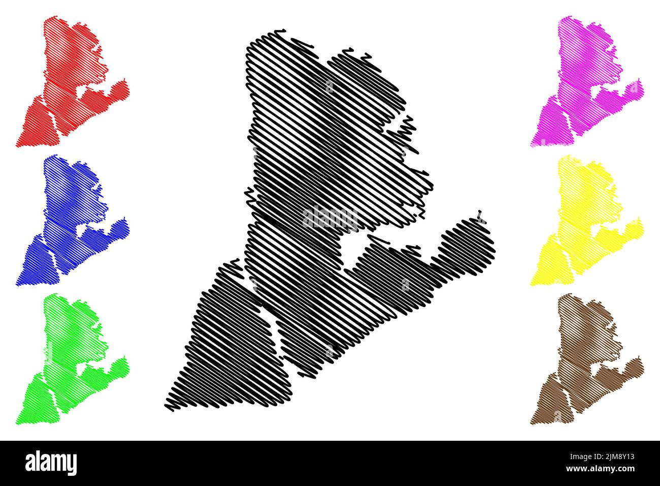 Skogeroya island (Kingdom of Norway) map vector illustration, scribble ...