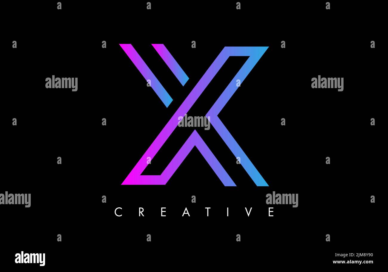 X Letter Logo Monogram with Purple Violet Lines and Minimalist Design ...