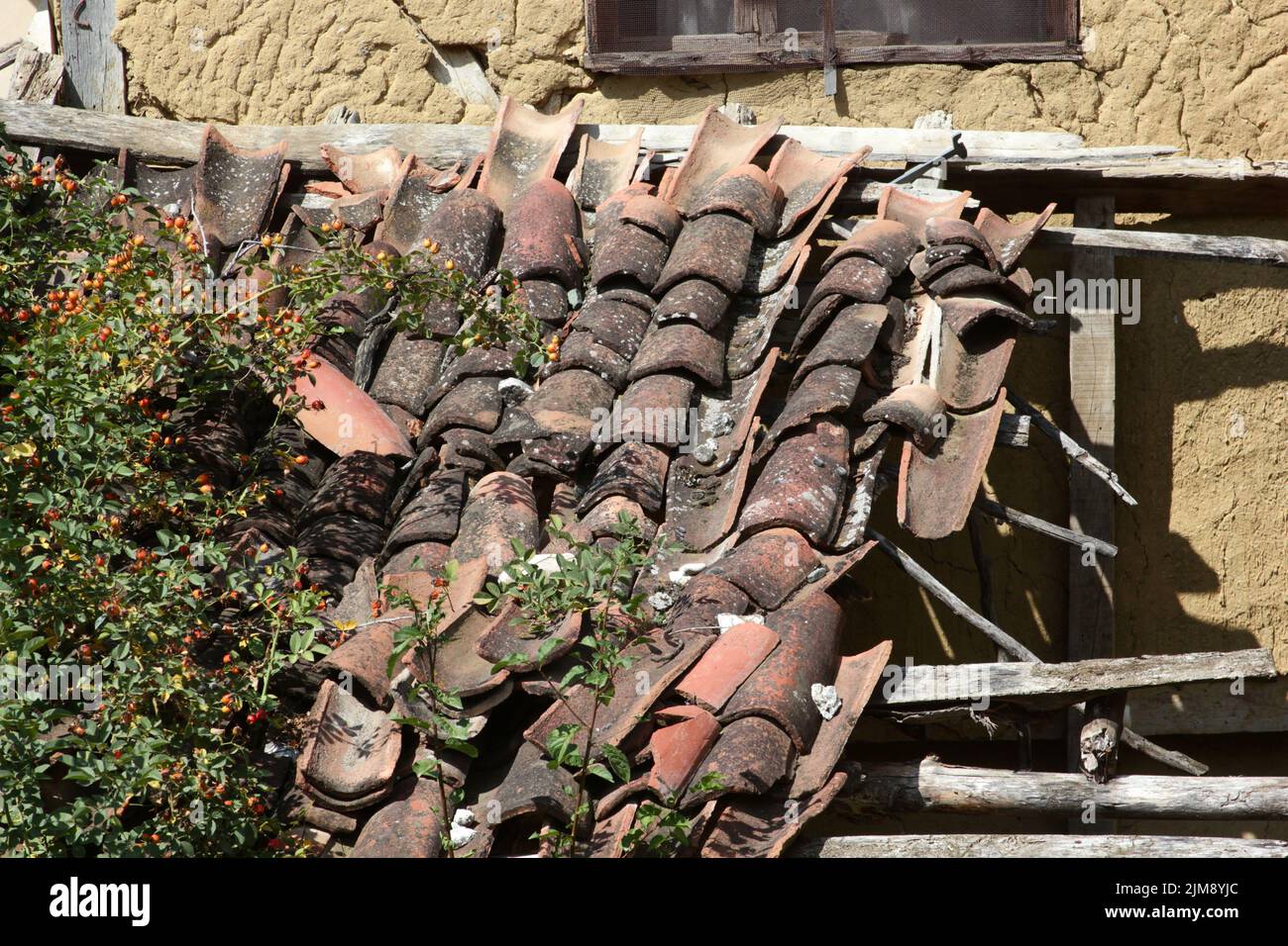 Old barn roof with broken roof tiles hi-res stock photography and images - Alamy