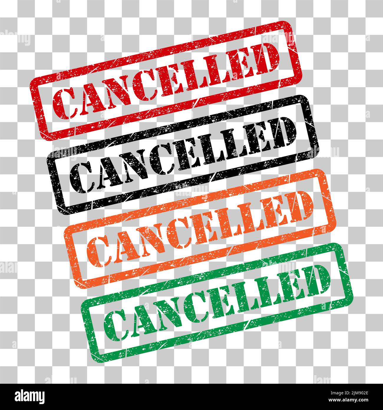 Set of Cancelled stamp symbol, label sticker sign button, text banner ...