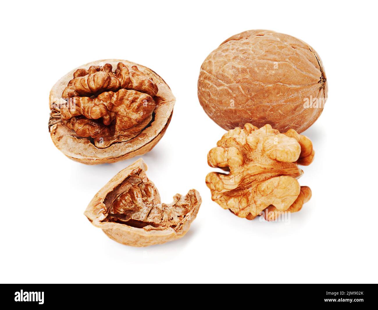 Walnut and a cracked walnuts, isolated on the whit Stock Photo - Alamy