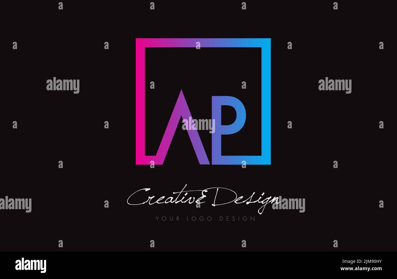 AP Square Framed Letter Logo Design Vector with Purple Blue Colors ...