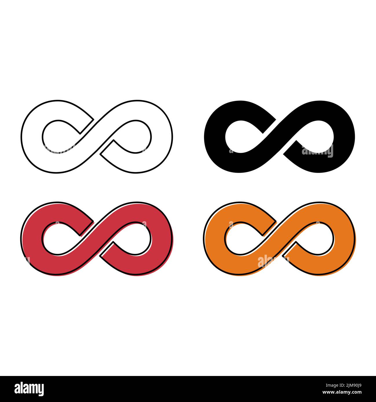 Set of Infinity geometric icon, mathematical tattoo symbol, endless ...