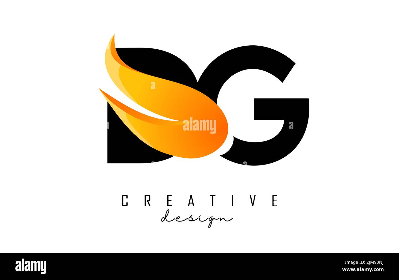 Vector illustration of abstract letters DG d g with fire flames and ...