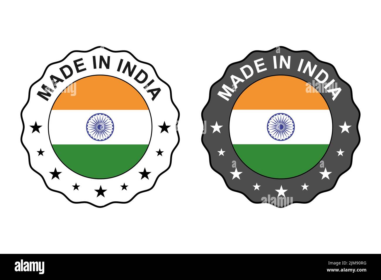 Set of Made in India seal, product tag label sign, sticker quality ...