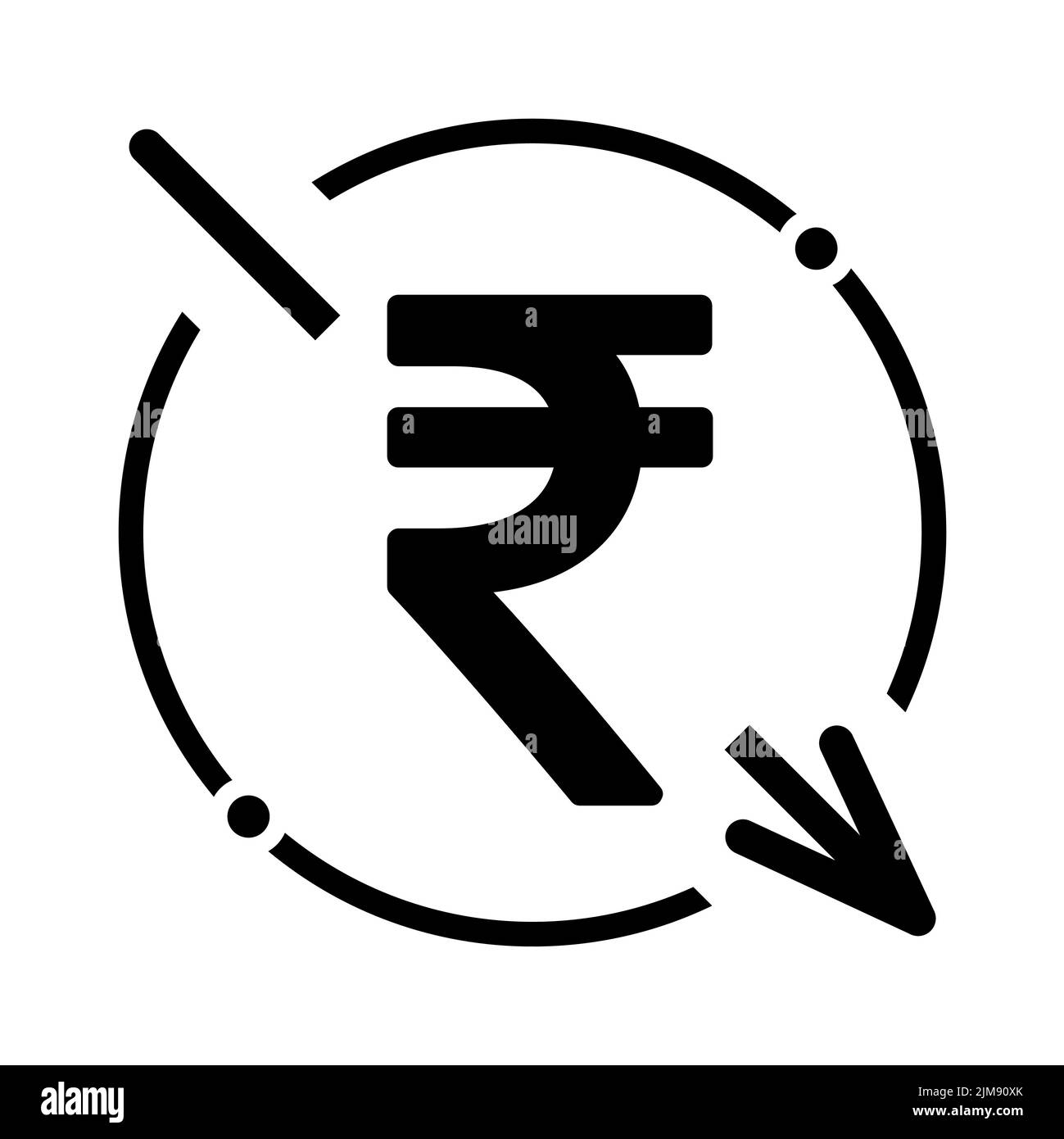 Cost reduction- decrease rupee icon. Vector symbol isolated on background Stock Vector Image ...