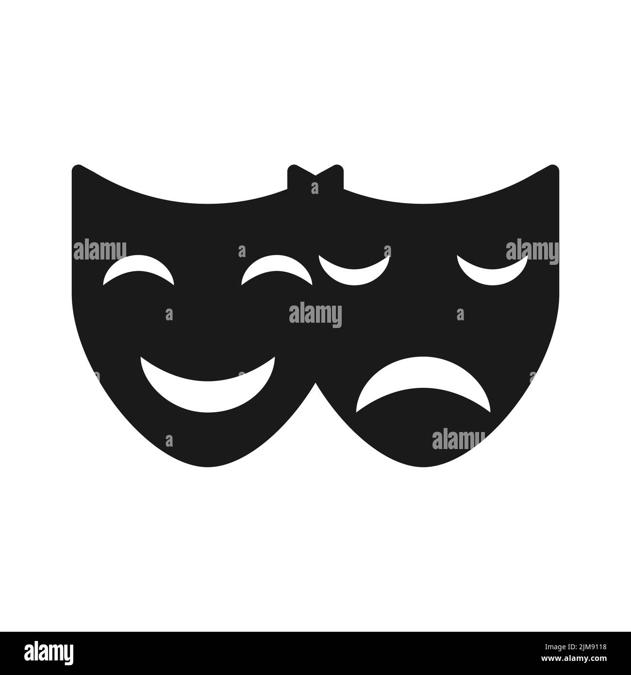 Set of Theater face mask icon, emotion actor comedy and drama symbol ...