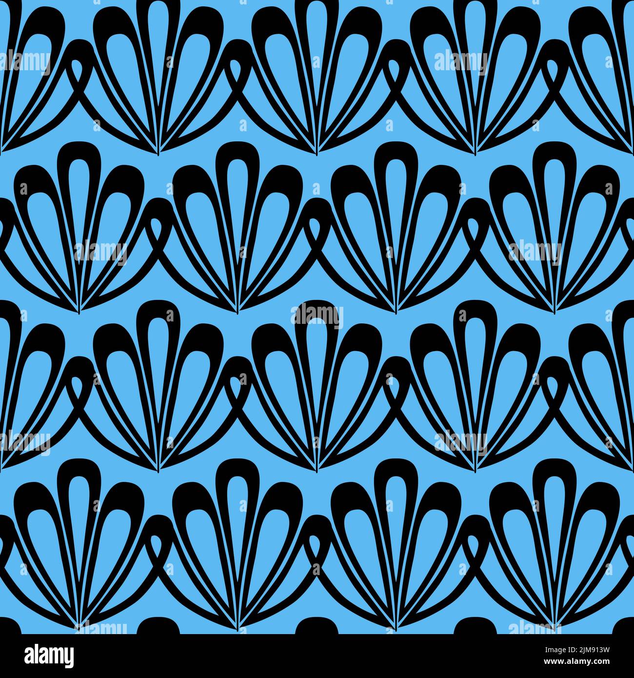 Blue monochrome clam shell on dark background seamless pattern nautical ...