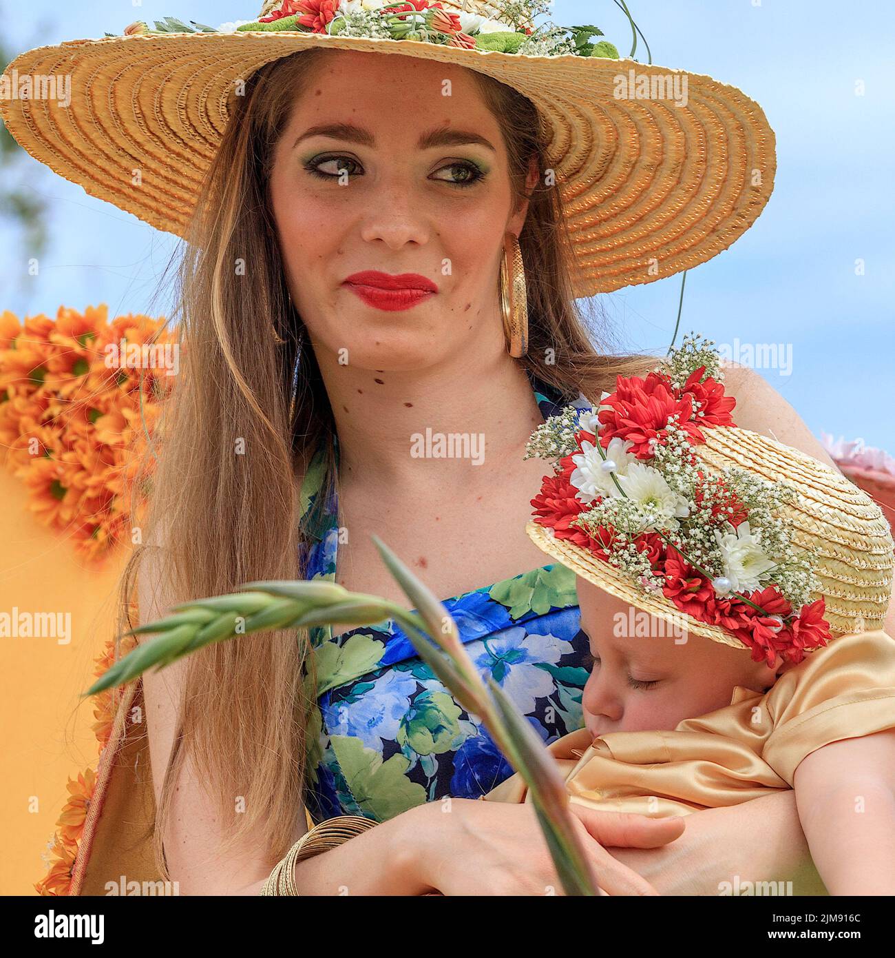 Smiling Girl Funchal Flower Festival Madeira Portu Stock Photo - Alamy