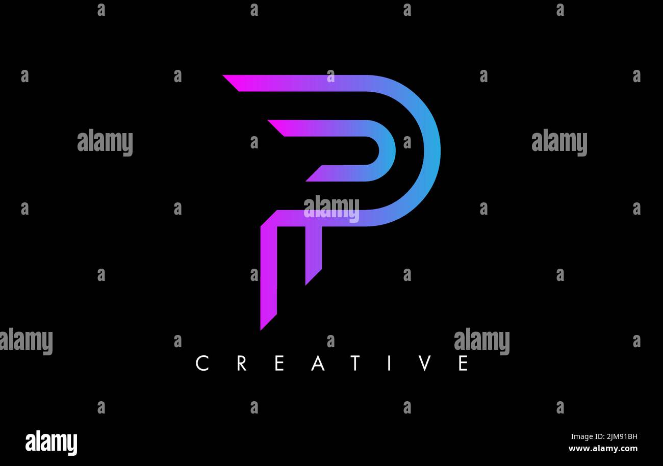 P Letter Logo Monogram with Purple Violet Lines and Minimalist Design ...