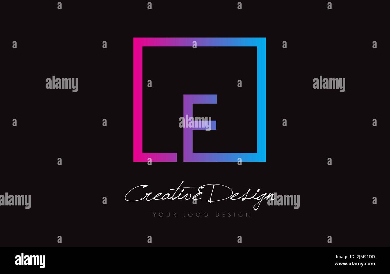 E Square Framed Letter Logo Design Vector with Purple Blue Colors Stock ...