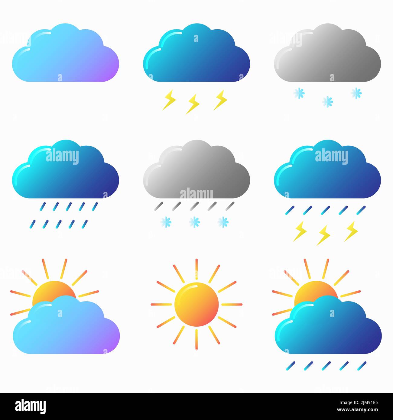 Gradient flat simple icons with phenomena weather Stock Vector Image ...