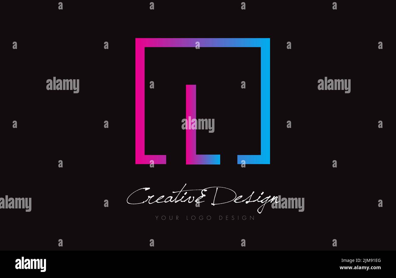 L Square Framed Letter Logo Design Vector with Purple Blue Colors Stock ...