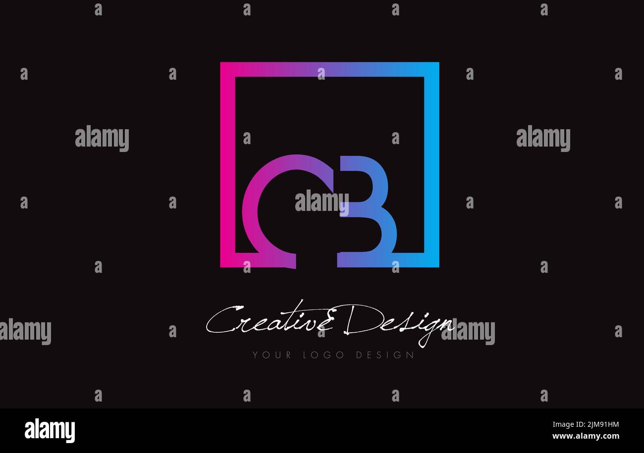 CB Square Framed Letter Logo Design Vector with Purple Blue Colors ...