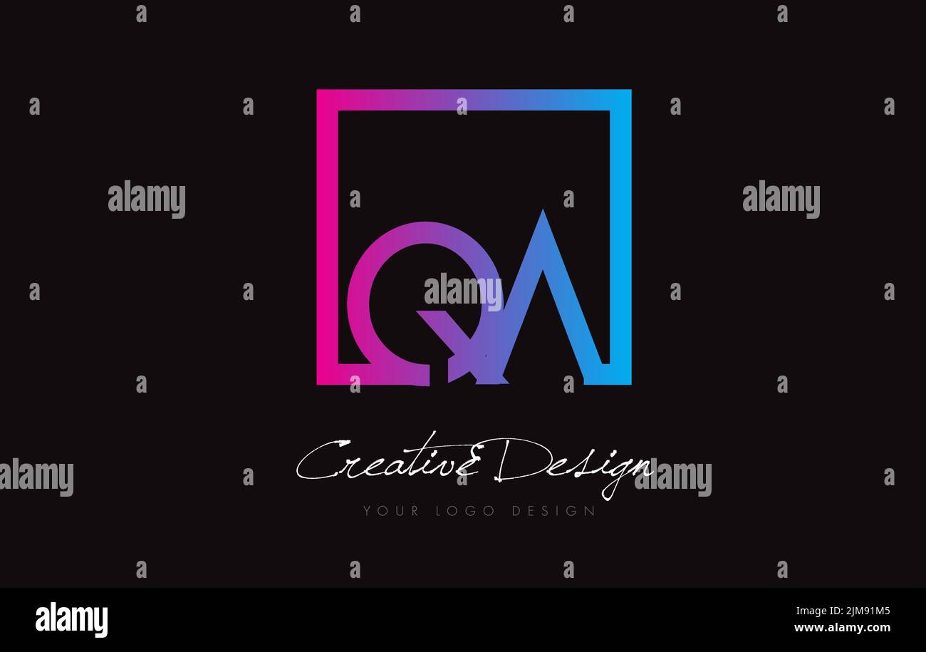 QA Square Framed Letter Logo Design Vector with Purple Blue Colors ...