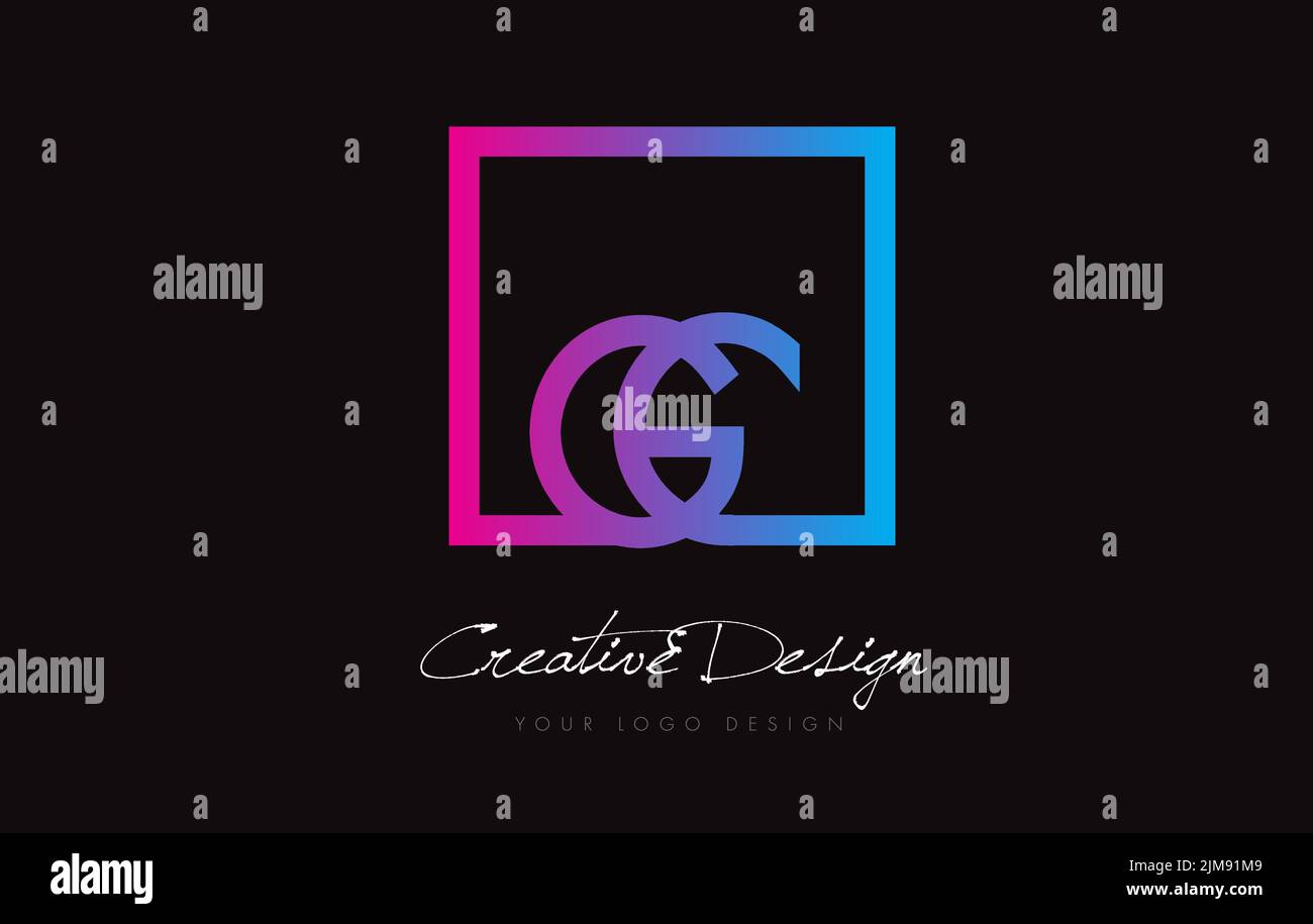 GC Square Framed Letter Logo Design Vector with Purple Blue Colors ...