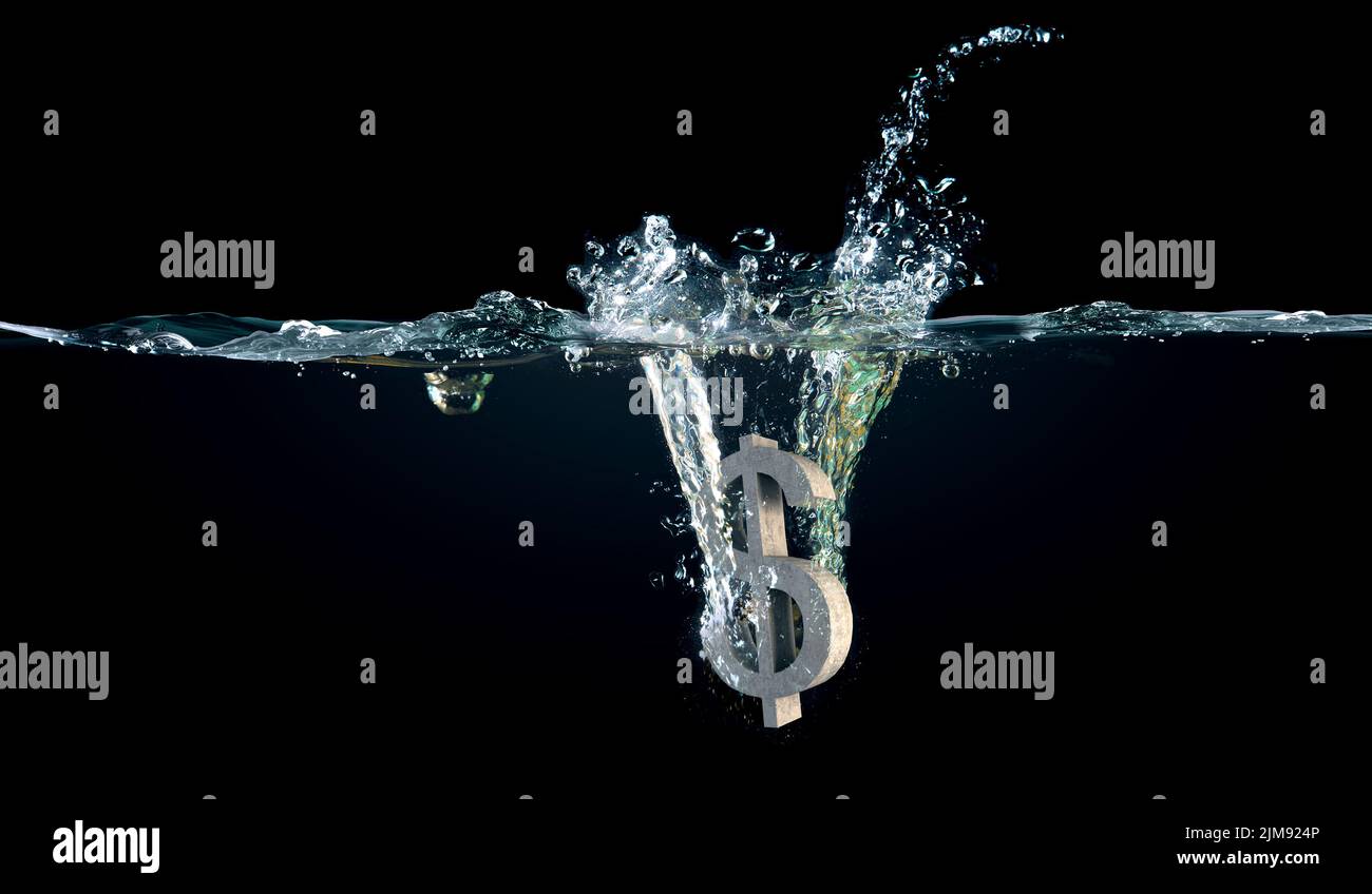 Sign of us dollar in water splashes Stock Photo - Alamy