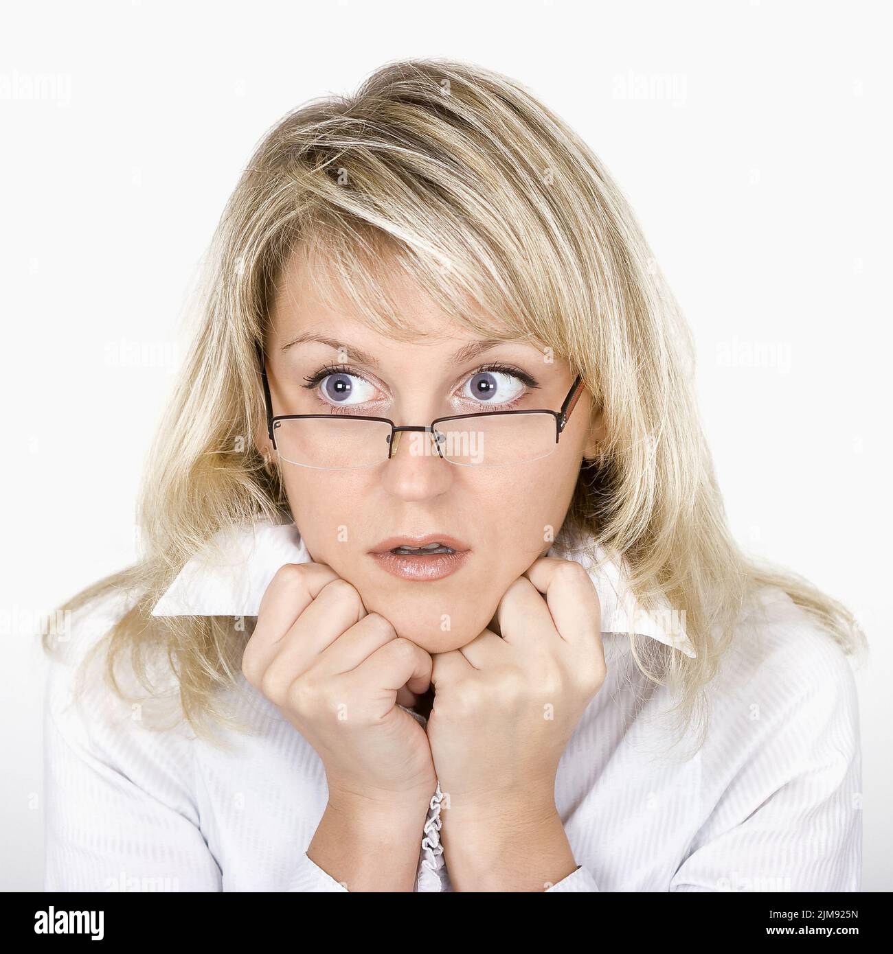 The scared business woman Stock Photo - Alamy