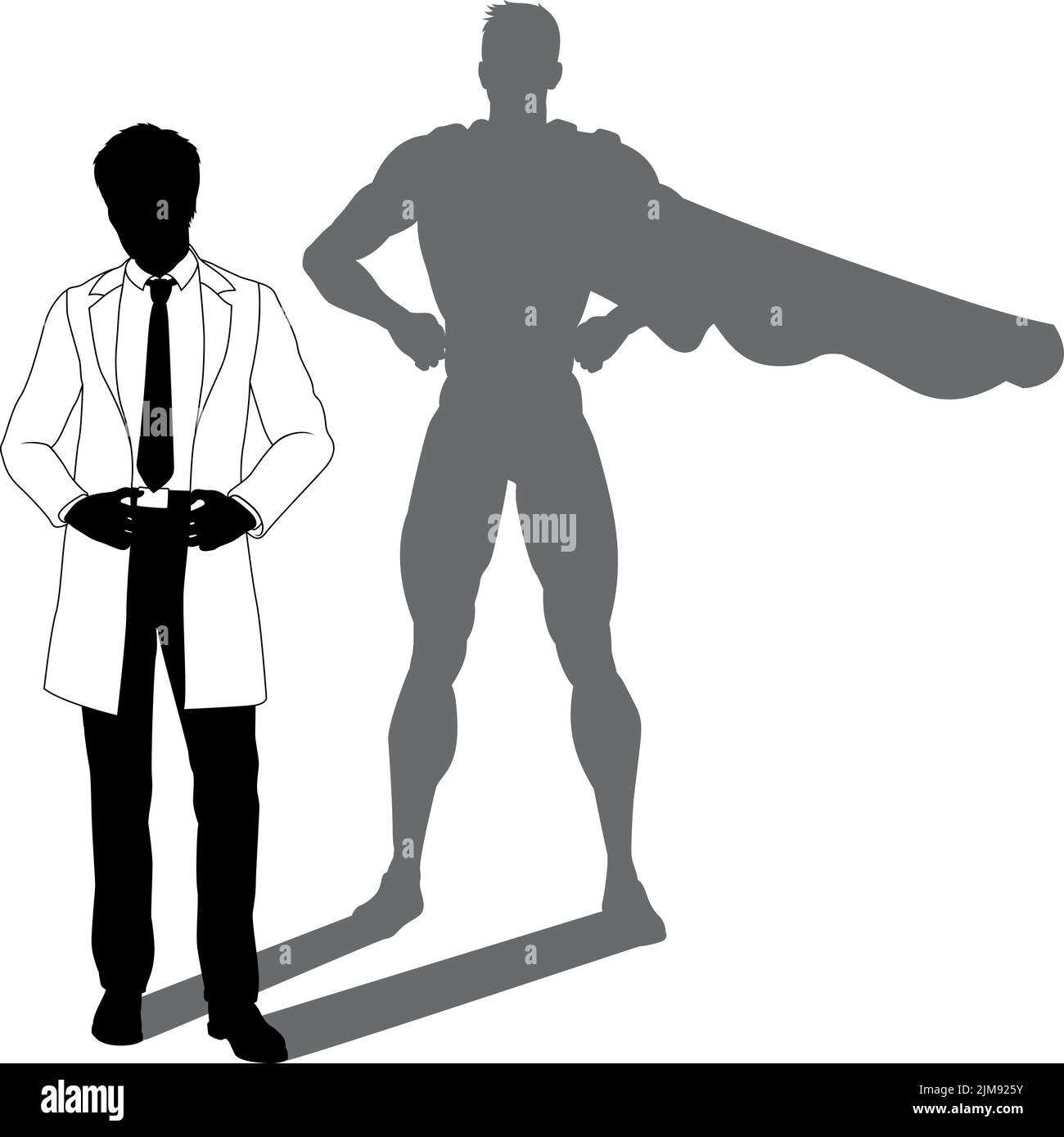 Superhero Scientist Super Hero Shadow Silhouette Stock Vector Image ...