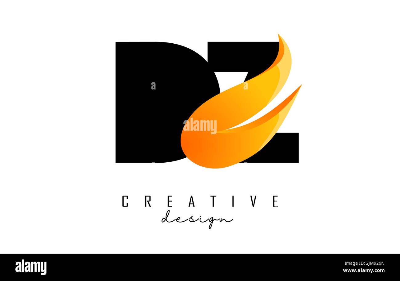 Vector illustration of abstract letters DZ d z with fire flames and ...