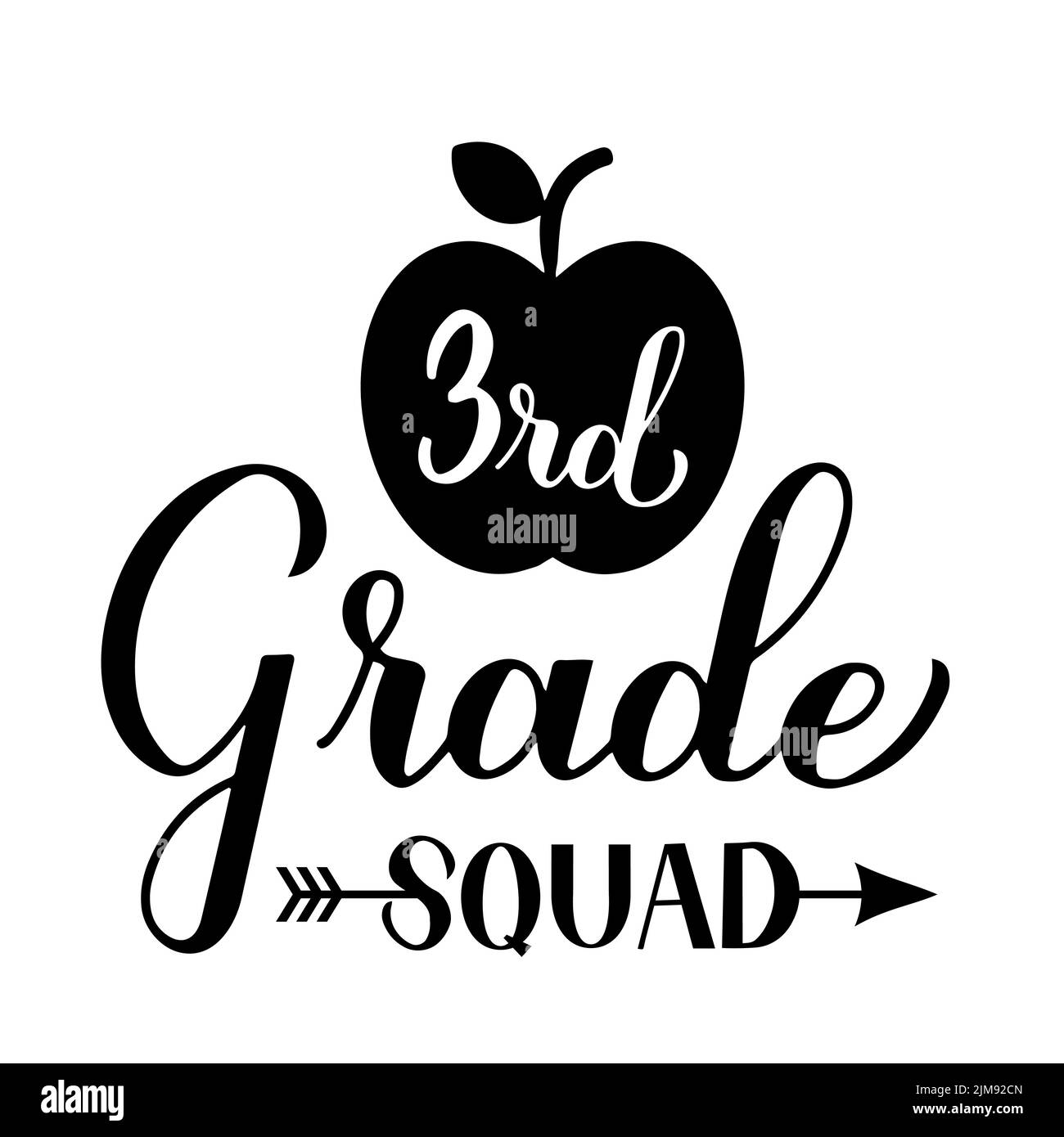 3rd Grade squad calligraphy hand lettering isolated on white. First day ...