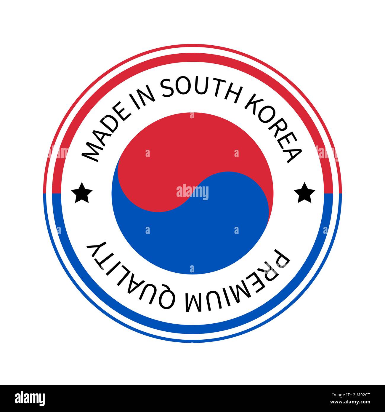 Made in South Korea round label. Quality mark vector icon. Perfect for ...