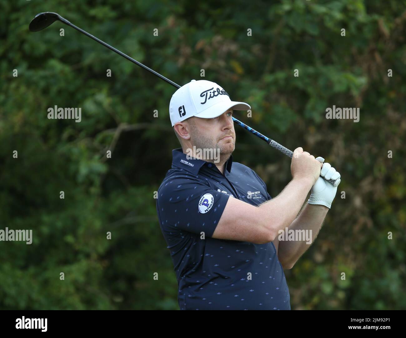 England’s Garrick Porteous during day two of the Cazoo Wales Open at ...
