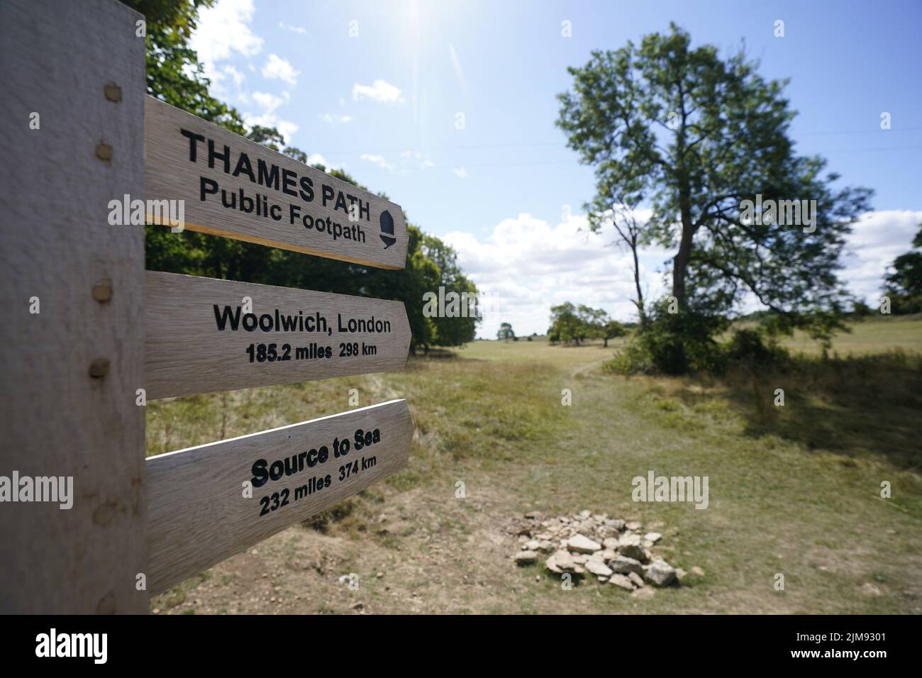 A signpost near the traditional source of the River Thames known as ...